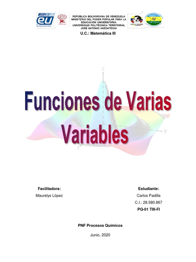 Unidad II. Funciones de Varias Variables | PDF | Límite (Matemáticas) | Derivado