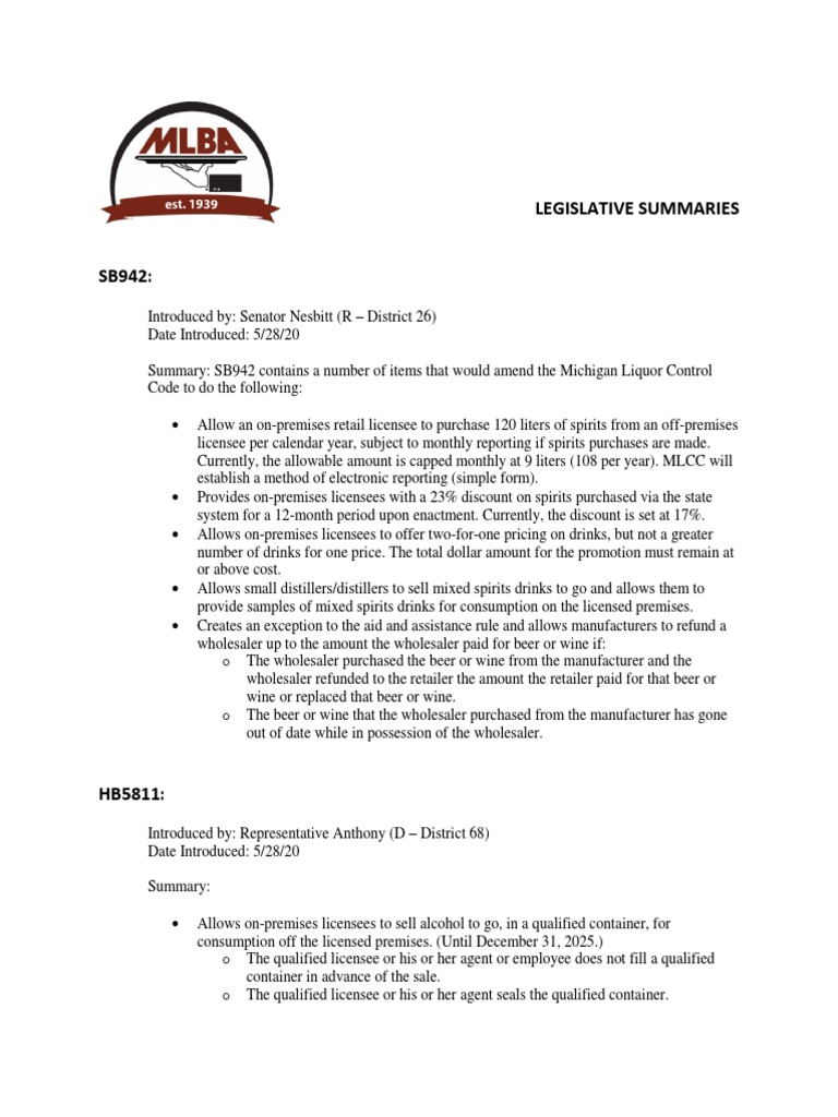 MLBA | PDF | License | Alcohol