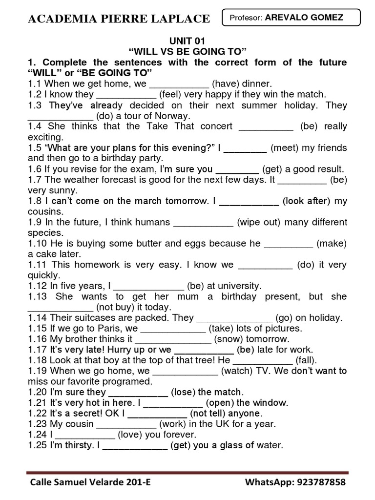 Will VS Be Going To | PDF