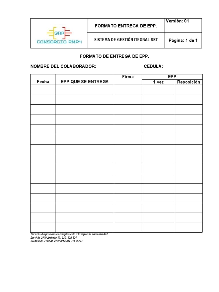 Formato de Entrega Epp | PDF