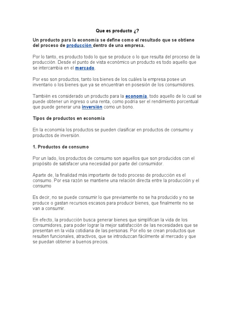 Que Es Producto | PDF | Bienes | Consumo (economía)