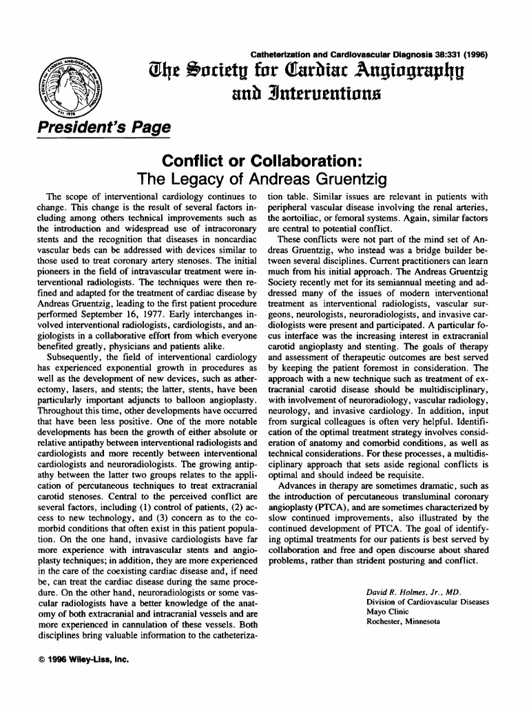 President's: The Legacy of Andreas Gruentzig | PDF | Percutaneous ...