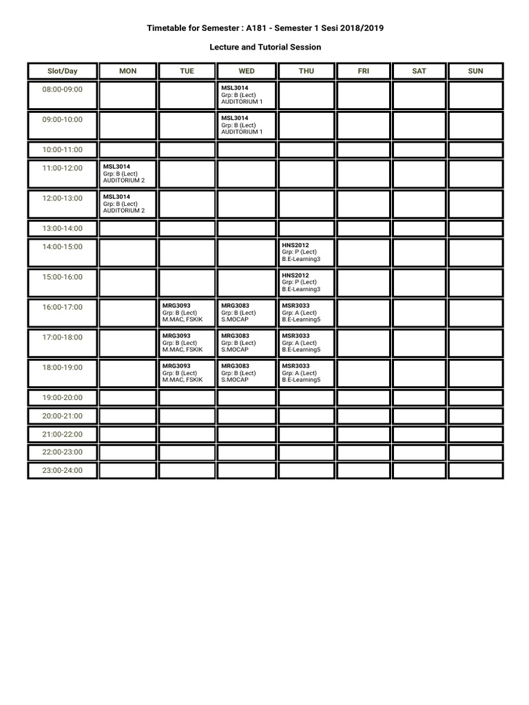 IMS - Timetable PDF | PDF