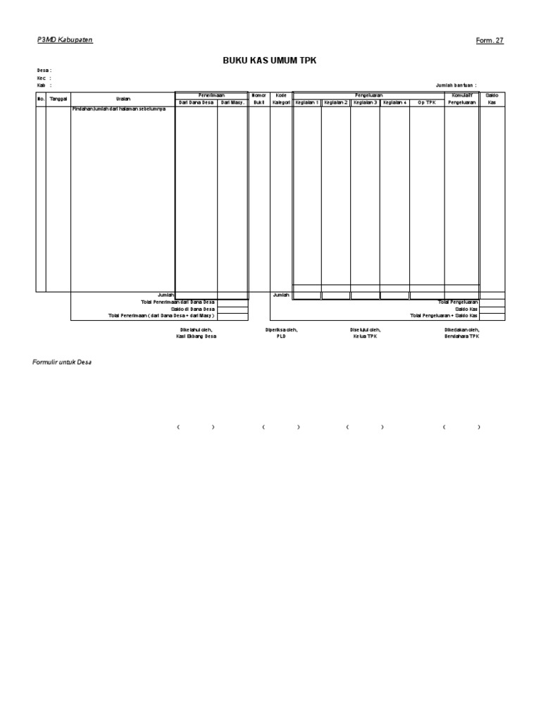 Form. 44. Buku Kas Umum TPK | PDF