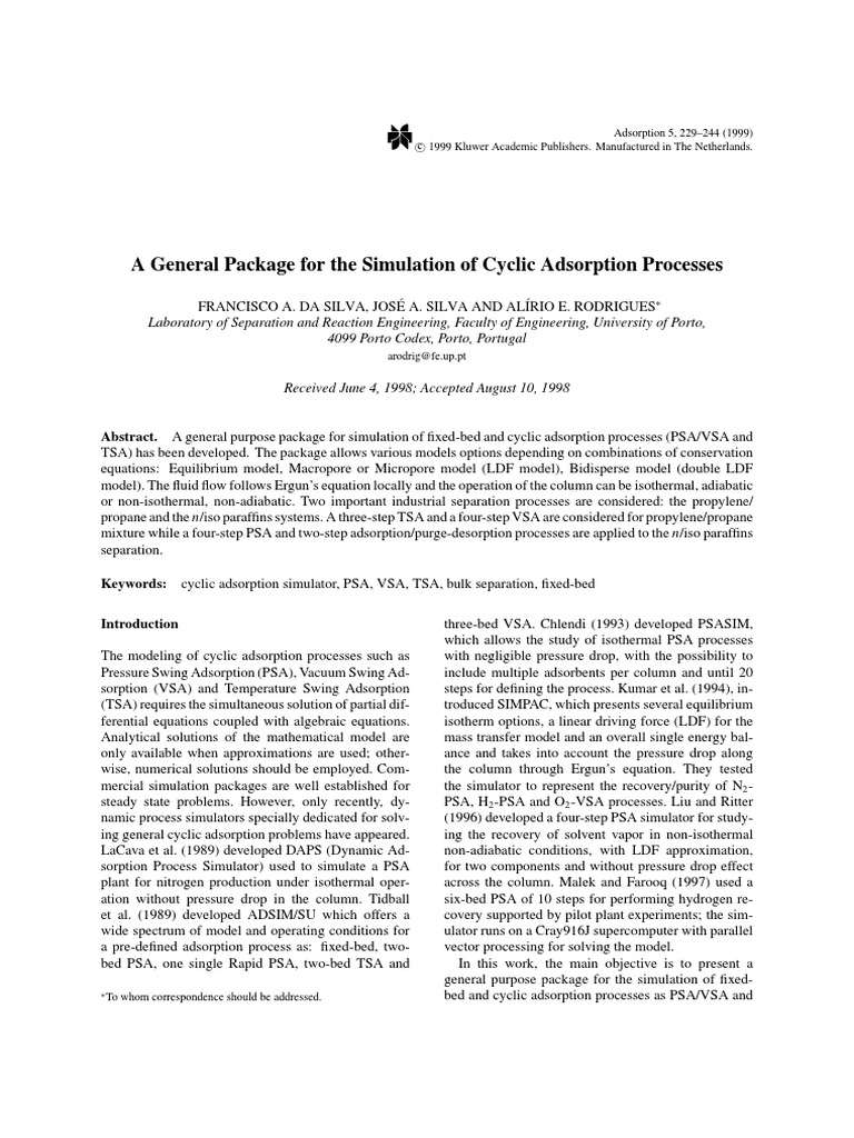 A General Package For The Simulation of Cyclic Adsorption Processes ...