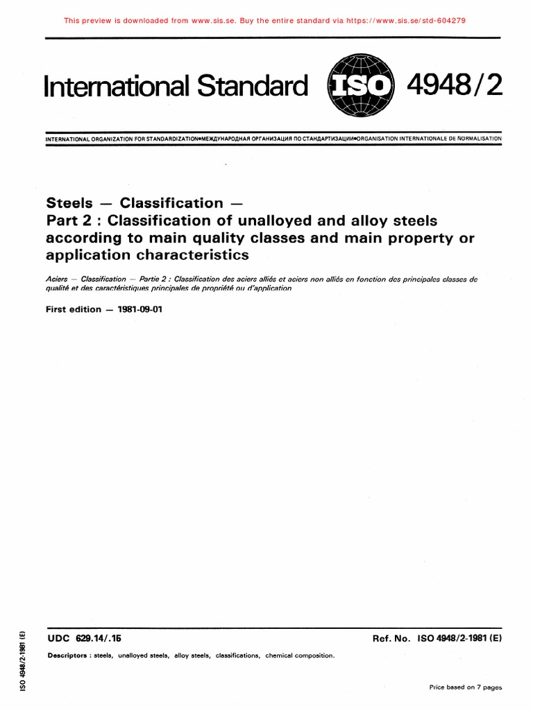 Iso 4948 2 en PDF | PDF | Heat Treating | Steel