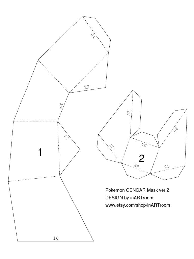 Template GENGAR Mask Ver 2 PDF | PDF | Pokémon | Psychic
