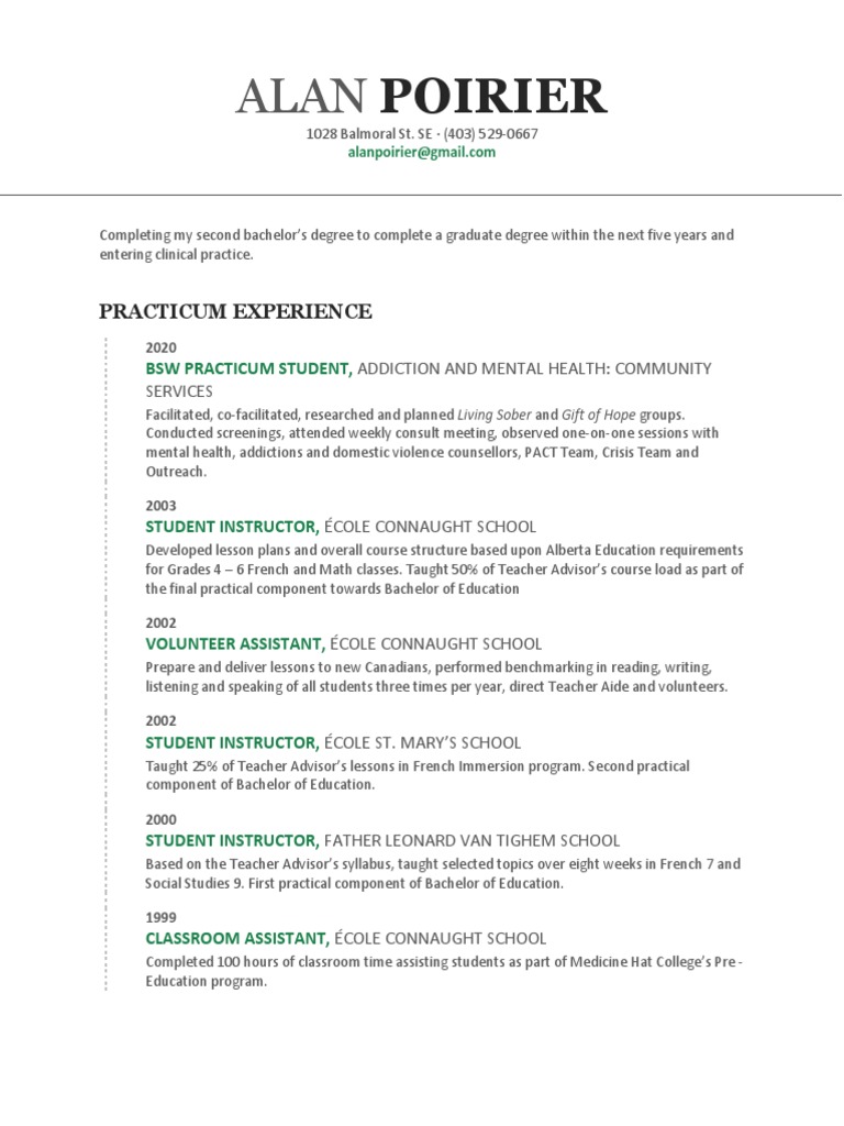 Alan Poirier - Resume July 2020 | PDF | Teachers | Bachelor's Degree