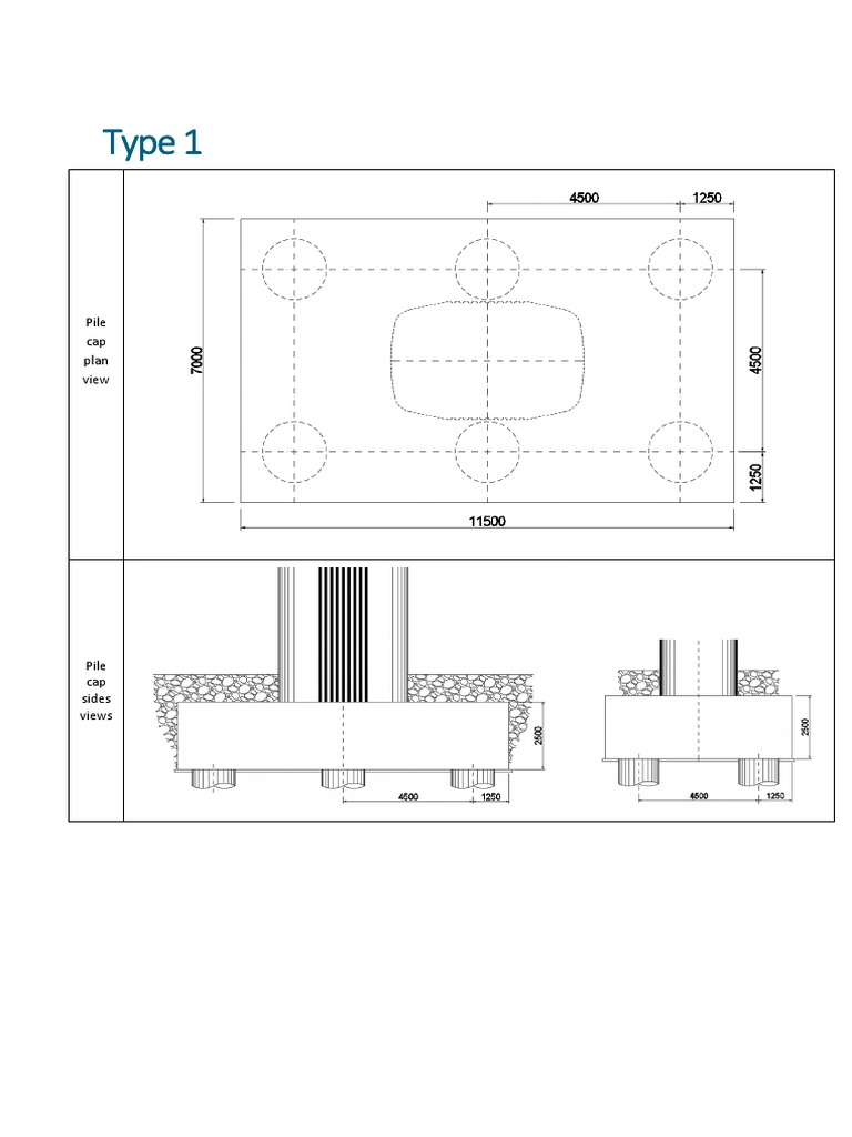 Type 1: Pile Cap Plan View | PDF