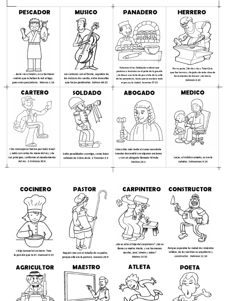 Mini Libro para Colorear-Profesiones I | PDF | Contenido bíblico | Biblia