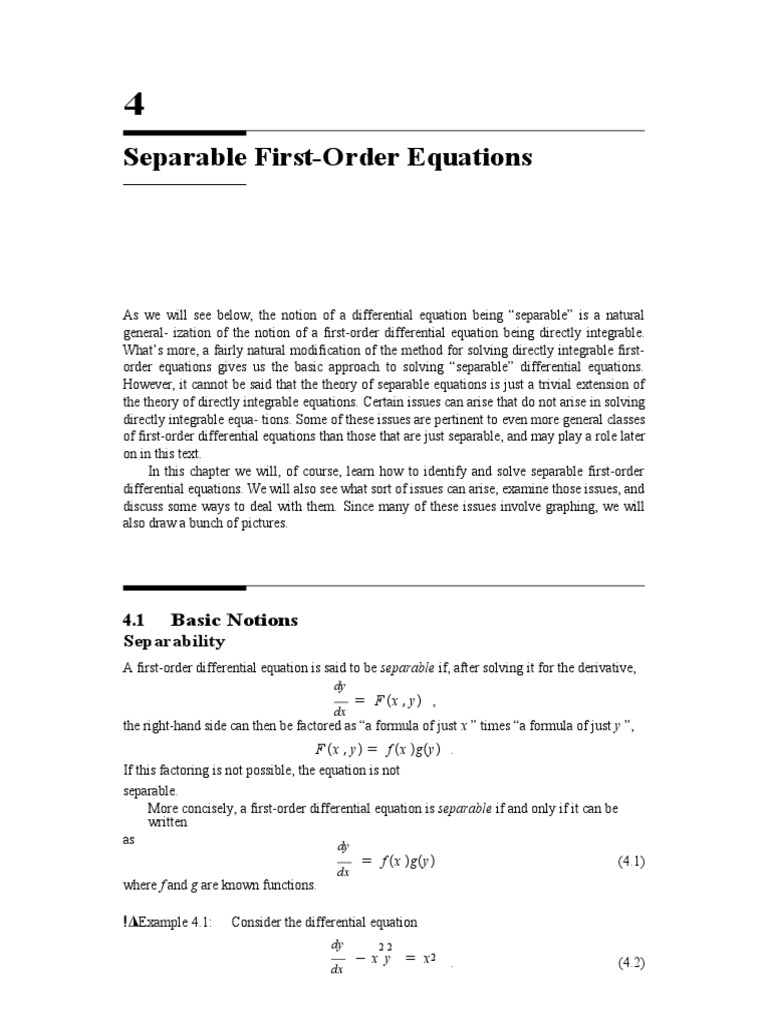 Solving Separable First-Order Equations | PDF | Equations | Derivative