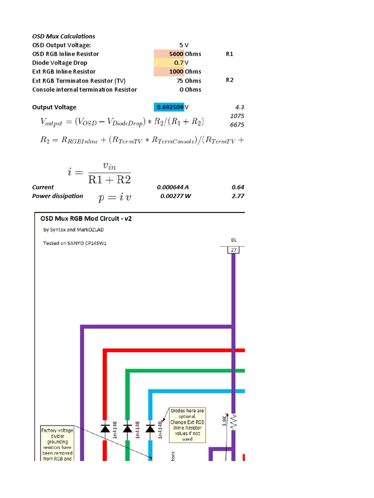 OSD Mux RGB Calculator | Download Free PDF | Resistor | Electrical Circuits