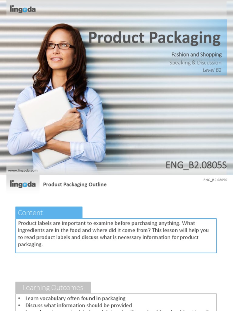 ENG - B2.0805S Product Packaging | PDF | Verb | Adverb