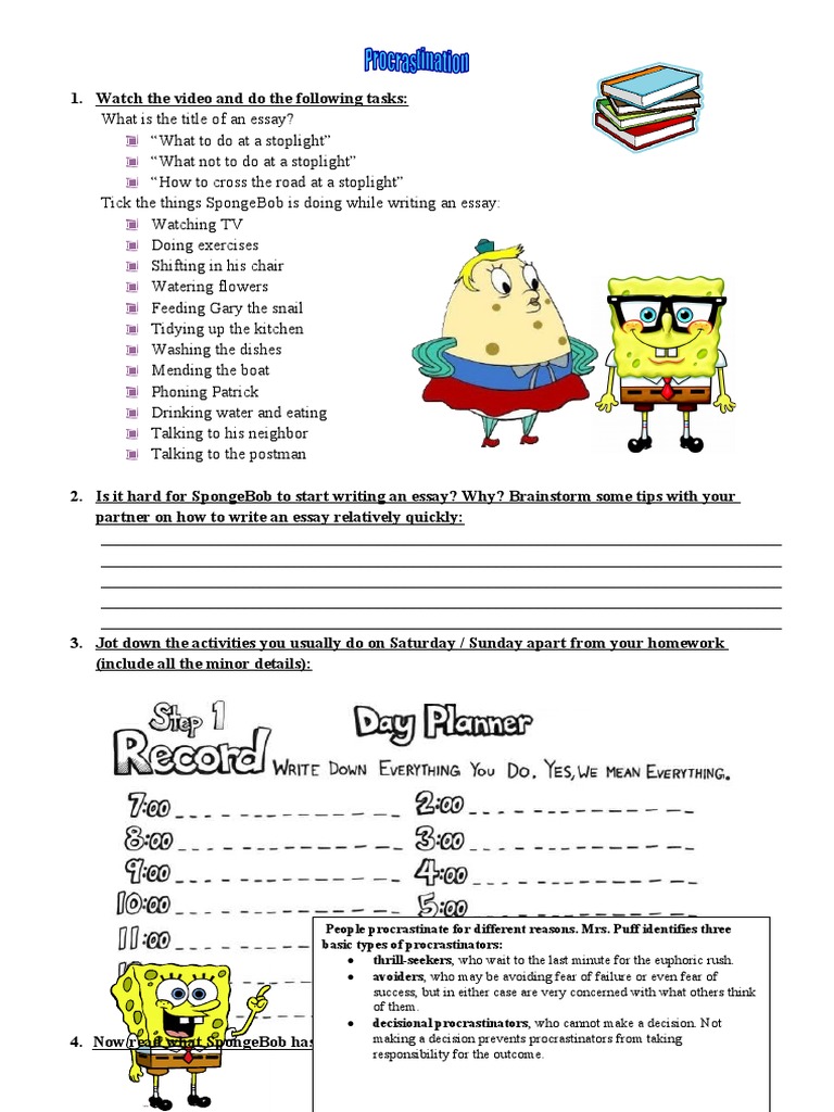 Spongebob Procrastination Essay
