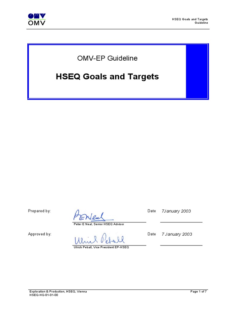HSEQ Goals and Targets: OMV-EP Guideline | Download Free PDF | Safety ...