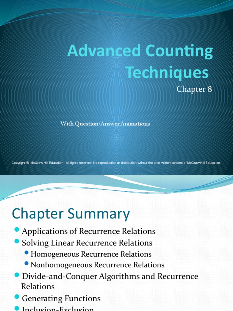 Advanced Counting Techniques: With Question/Answer Animations | PDF | Recurrence Relation ...