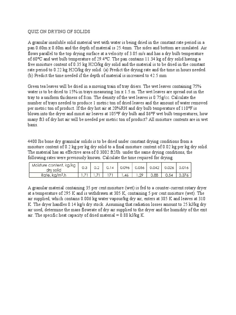 Drying of Solids | PDF | Science & Mathematics