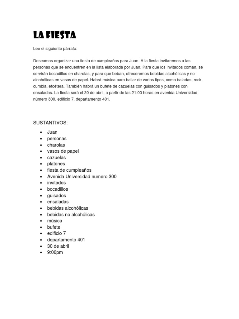 La Fiesta PDF | PDF | Cumpleaños