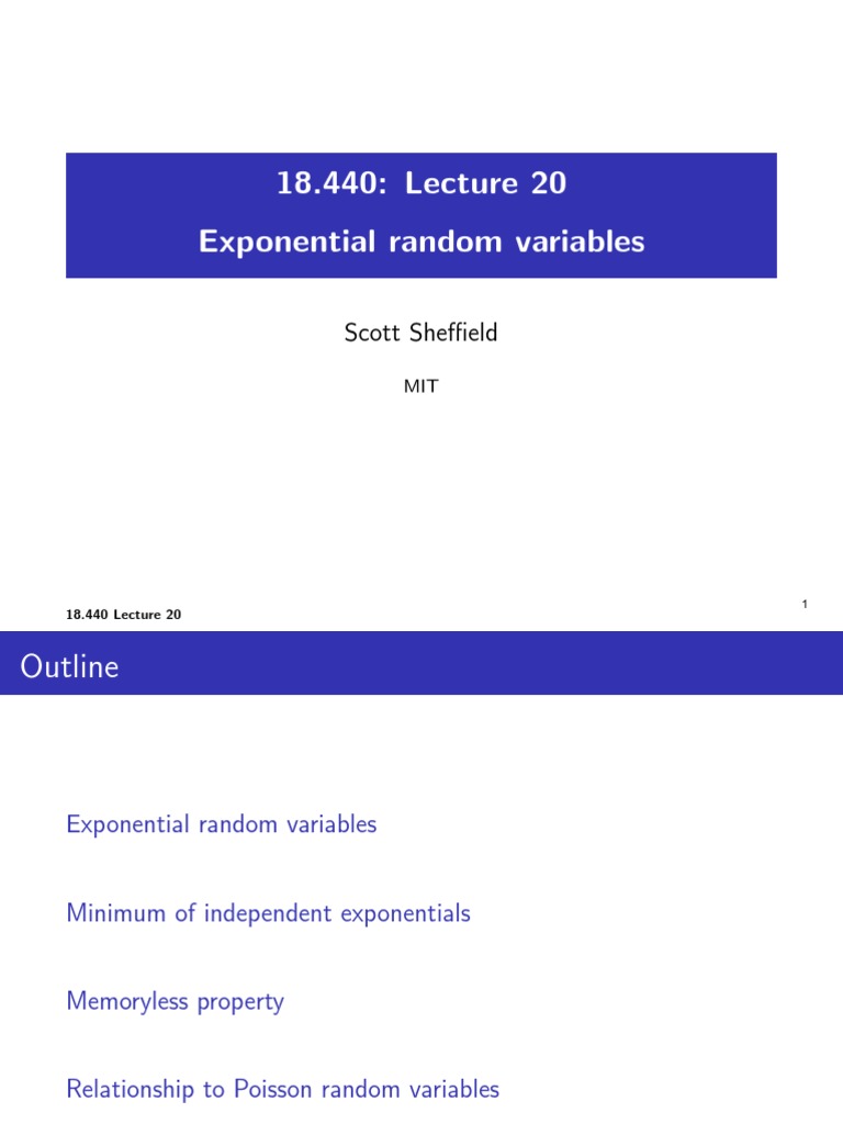Exponential Random Variables: Scott She Eld | PDF | Poisson Distribution | Teaching Mathematics