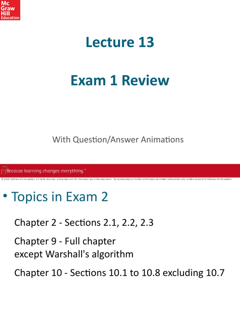 Exam 1 Review: With Question/Answer Animations | PDF | Theoretical ...