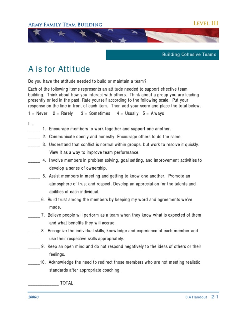 3.4 Building Cohesive Teams HO2 | PDF | Team Building | Goal Setting
