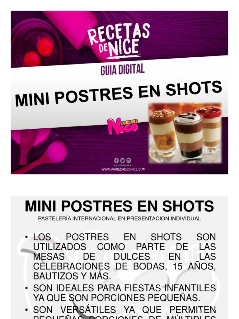 Guia de Mini Shots Variedades Nice | PDF | Postres | Crema