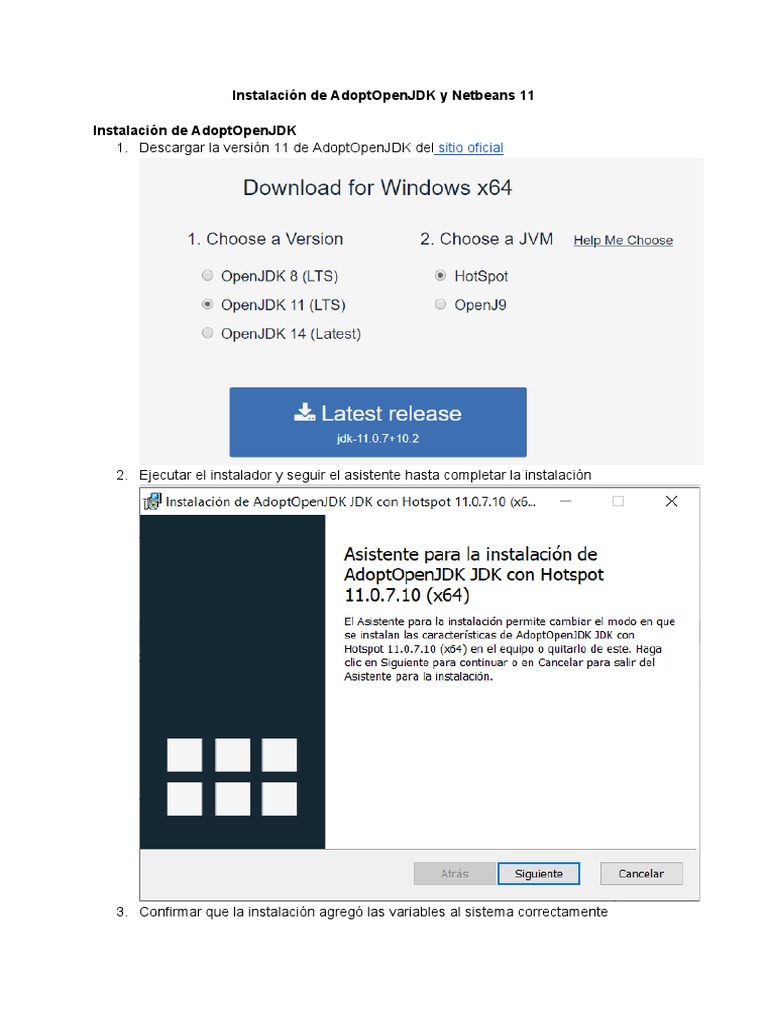 Instalación Adopt Open JDKy Netbeans 11 | PDF | Java (lenguaje de ...
