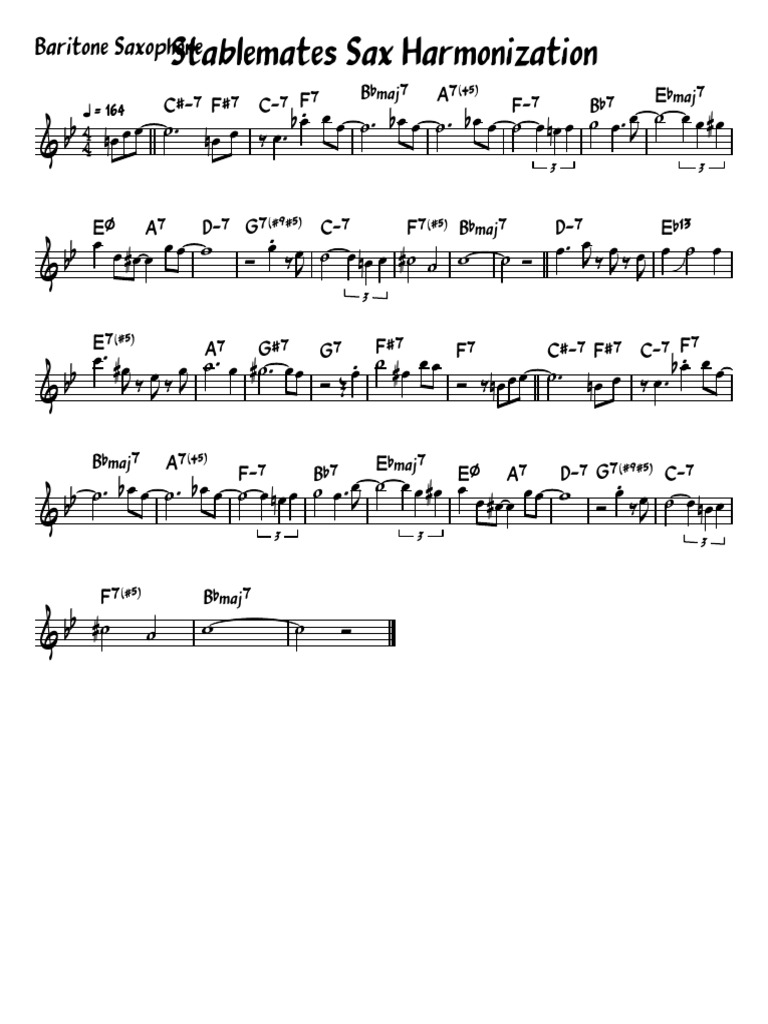 Stablemates Sax Harmonization-Baritone - Saxophone | PDF