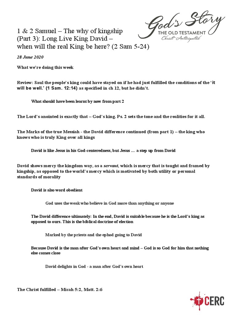 1 2 Samuel The Why of Kingship Part 3 Long Live King David When Will ...