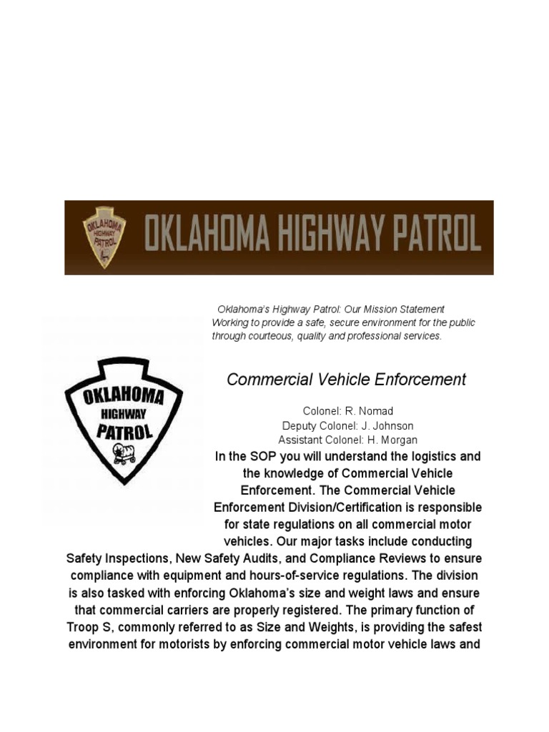 OHP - Commercial Vehicle Enforcement SOP | PDF | Truck | Trailer (Vehicle)