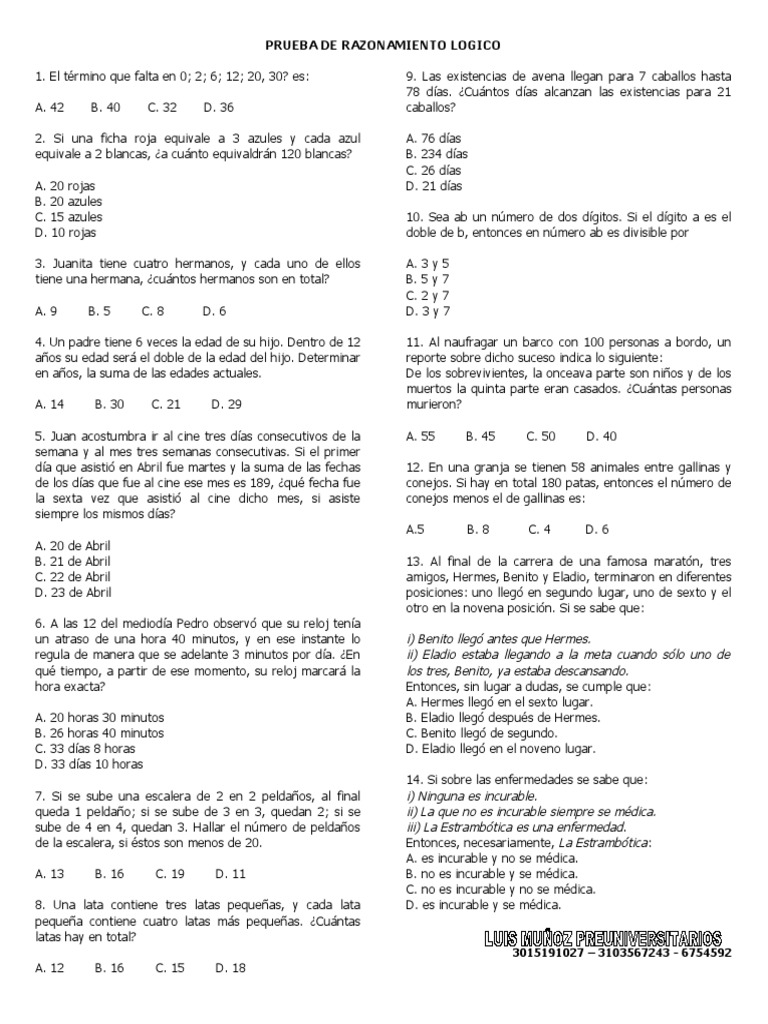 Prueba de Razonamiento Logico.175preguntas | PDF | Naturaleza