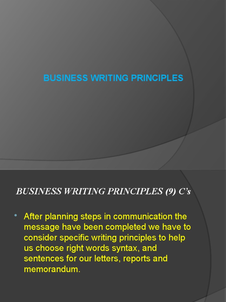 Key Principles of Business Writing | PDF | Communication | Information