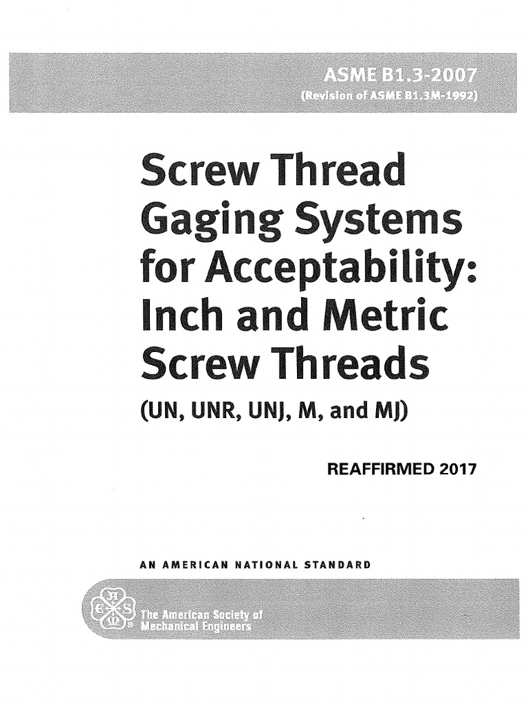B1.3-2007 Screw Thread Gaging | PDF