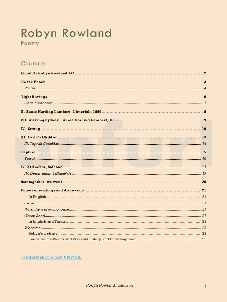 Unfurl 2 Robyn ROWLAND | PDF | Nature