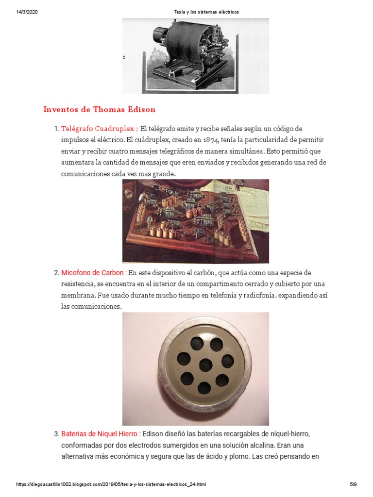 Inventos de Thomas Edison | PDF | Corriente alterna | Corriente eléctrica