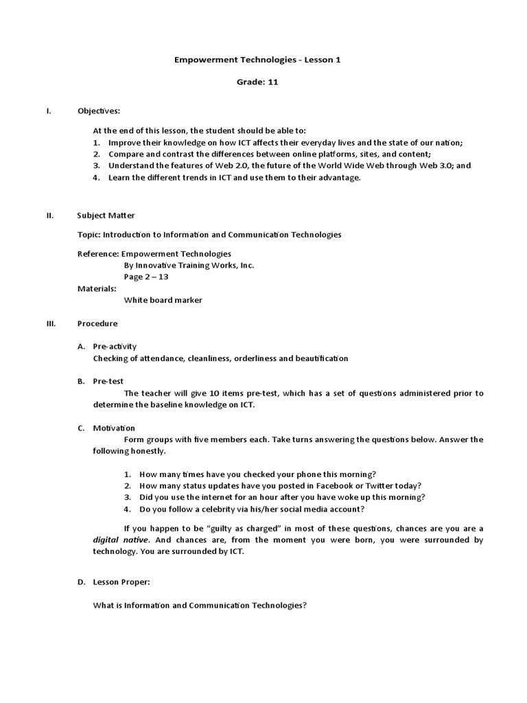 LP Emptech Lesson 1 | PDF | Web 2.0 | Semantic Web