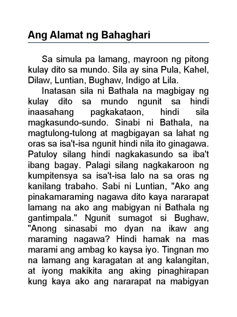 Ang Alamat NG Bahaghari | PDF