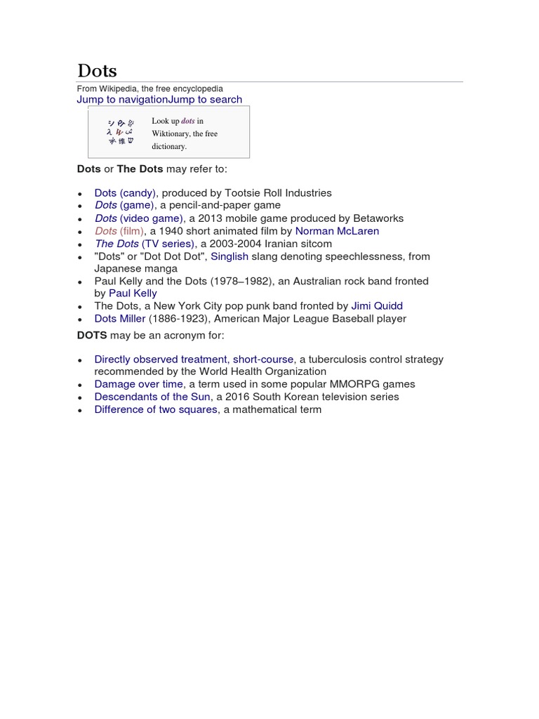 Jump To Navigationjump To Search: Dots or The Dots May Refer To | PDF
