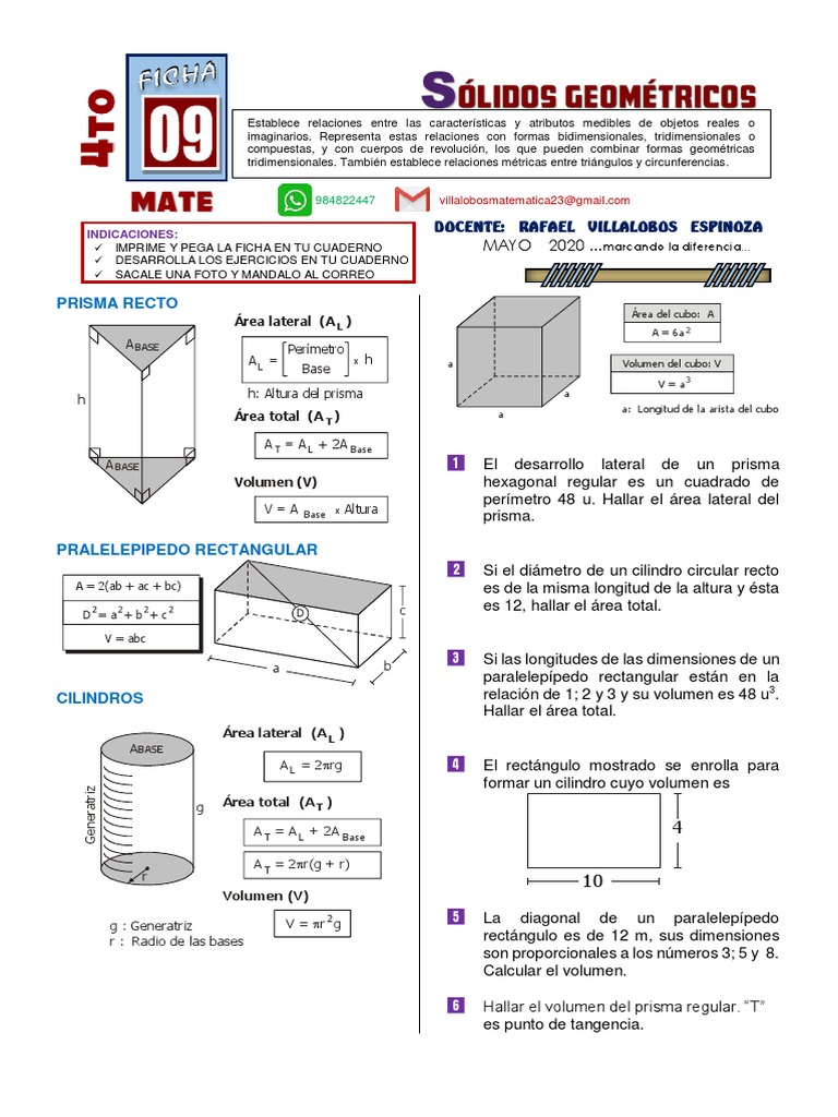 Ficha09 Solidos Geometricos PDF | PDF | Geometria clasica | Geometría ...