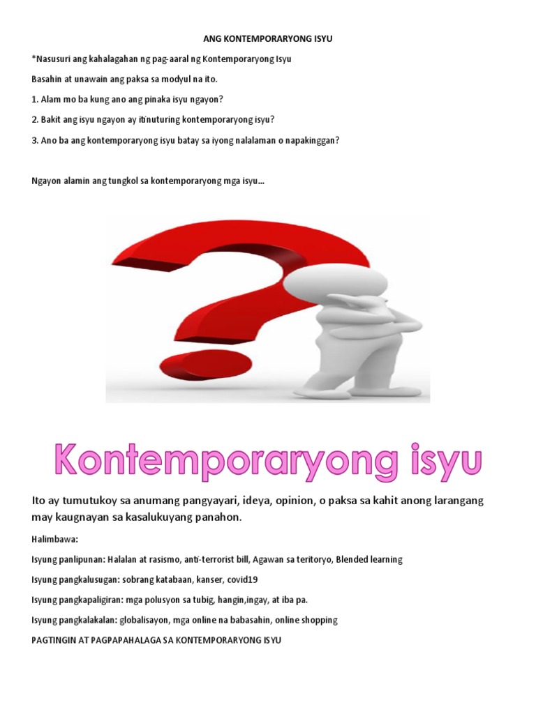 Kontemporaryong Isyu Module (1st Week) | PDF