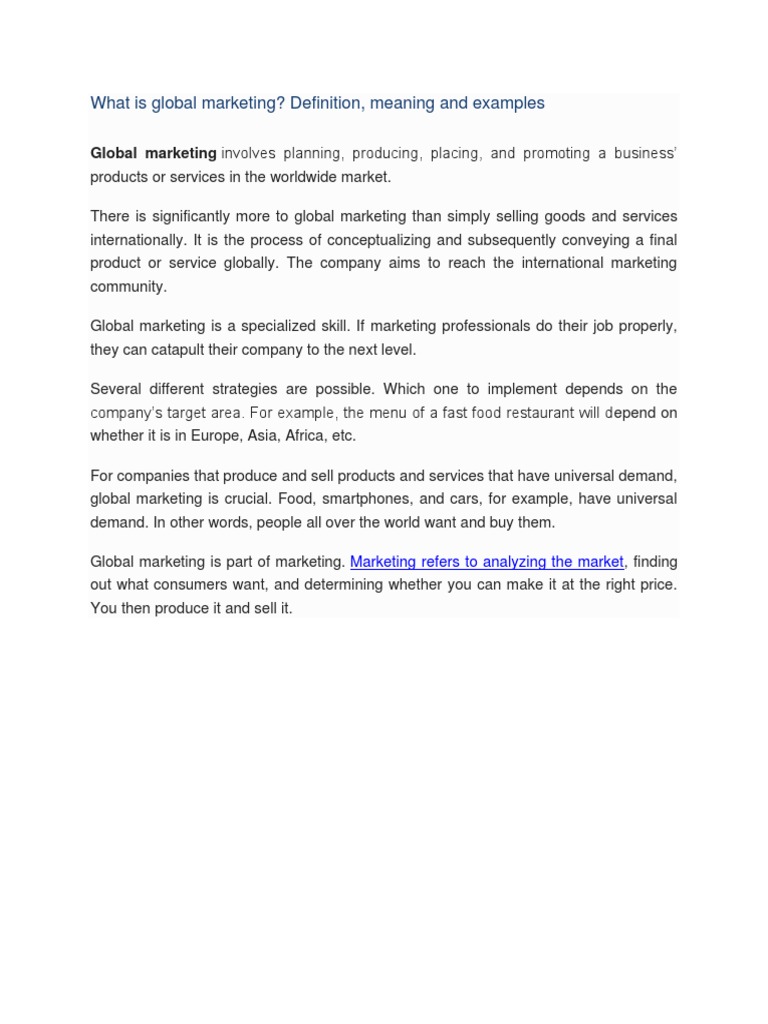 What Is Global Marketing | PDF | Business