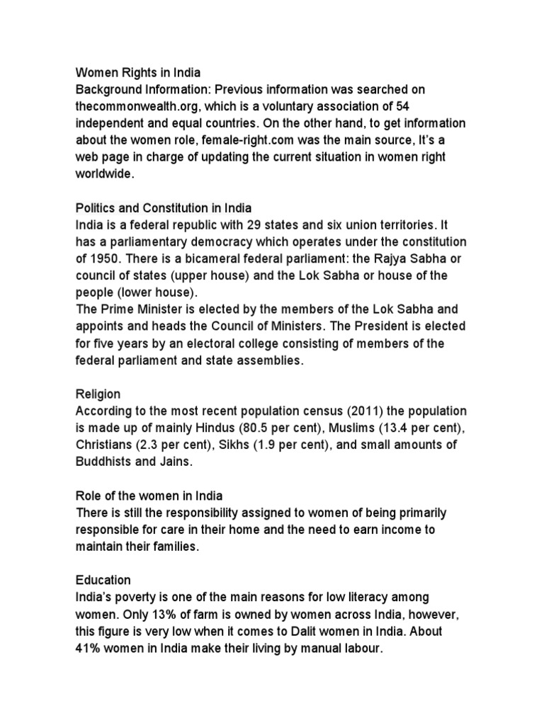 Women Rights in India | PDF | Woman | Gender