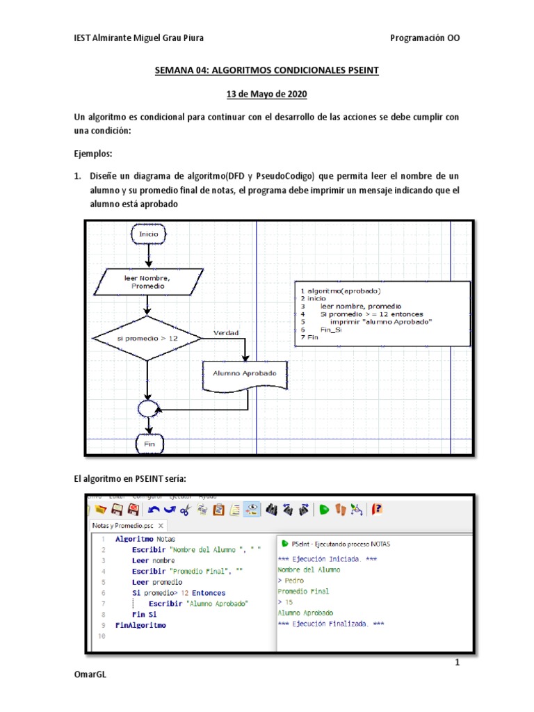 Semana 04 Algoritmos Condicionales en PSeint | PDF