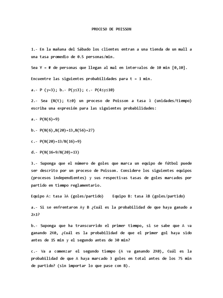 Procesos de Poisson y sus aplicaciones en diferentes contextos | PDF ...
