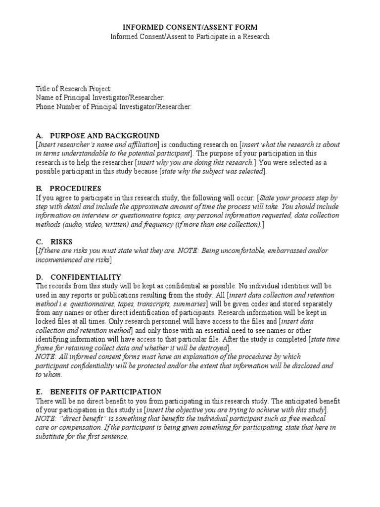 Informed Consent and Assent Overview | PDF | Informed Consent | Business