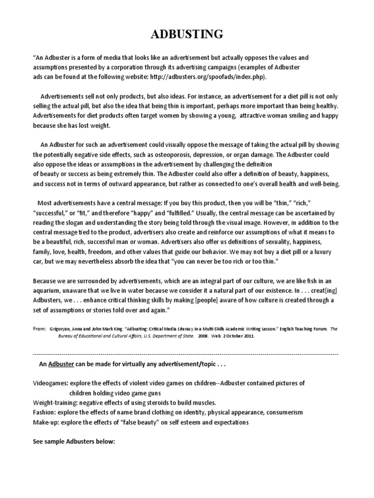 Adbusting: An Adbuster Can Be Made For Virtually Any Advertisement ...