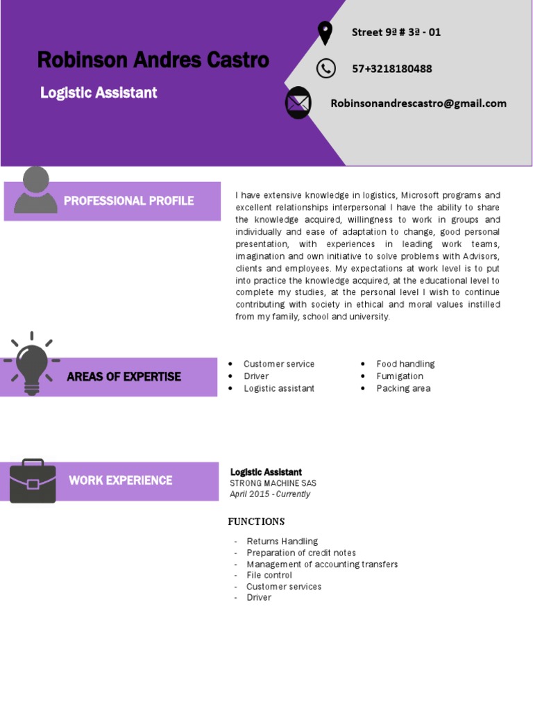 Robinson Andres Castro: Logistic Assistant | Download Free PDF ...