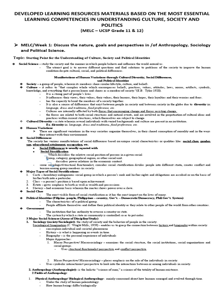 Developed Learning Resources Materials Based On The Essential Learning ...