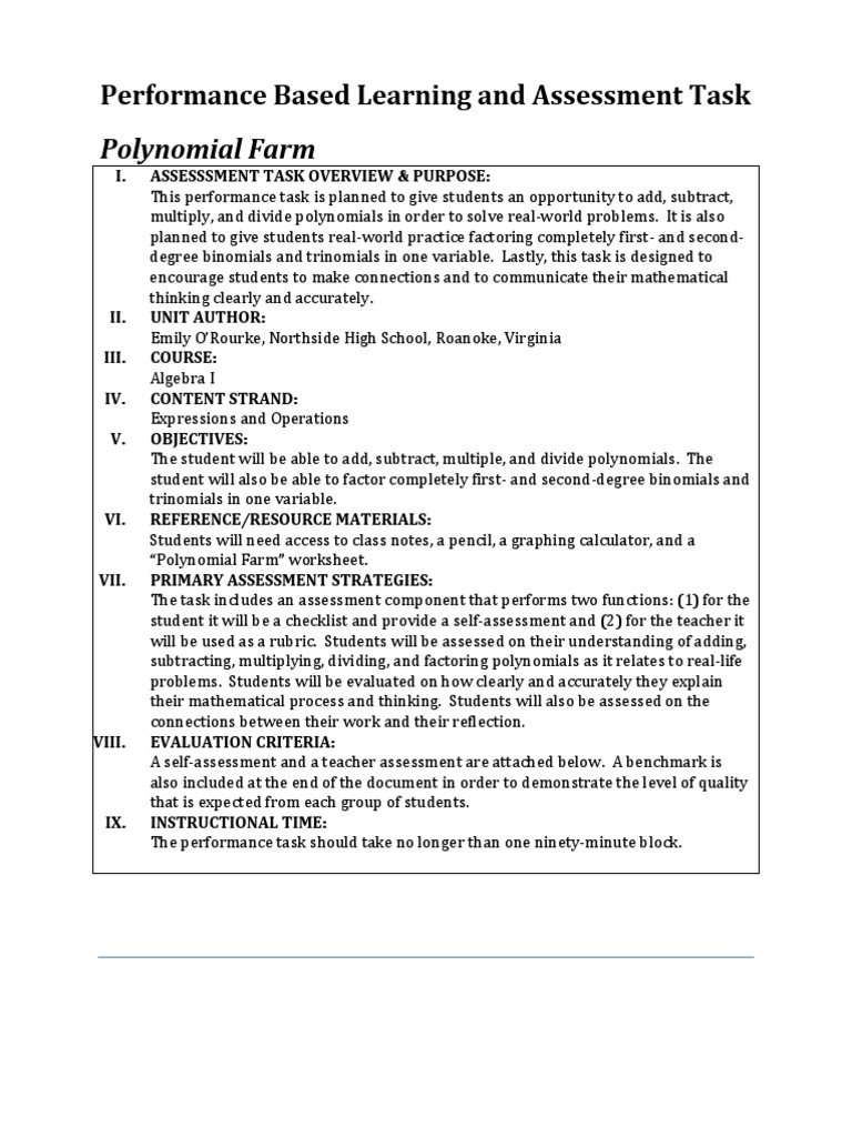 Emily O'rourke - Polynomial Farm PDF | PDF | Factorization | Area