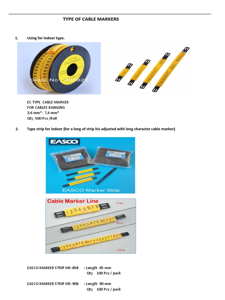 Indoor and Outdoor Cable Markers Guide | PDF